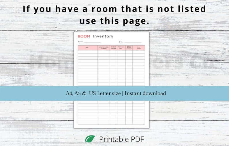 Home Inventory Tracker Pagesroom-by-room Inventory House - Etsy