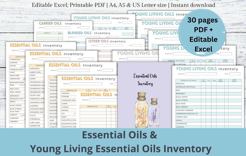 Essential Oils Inventory List Set, Young Living Essential Oils ...
