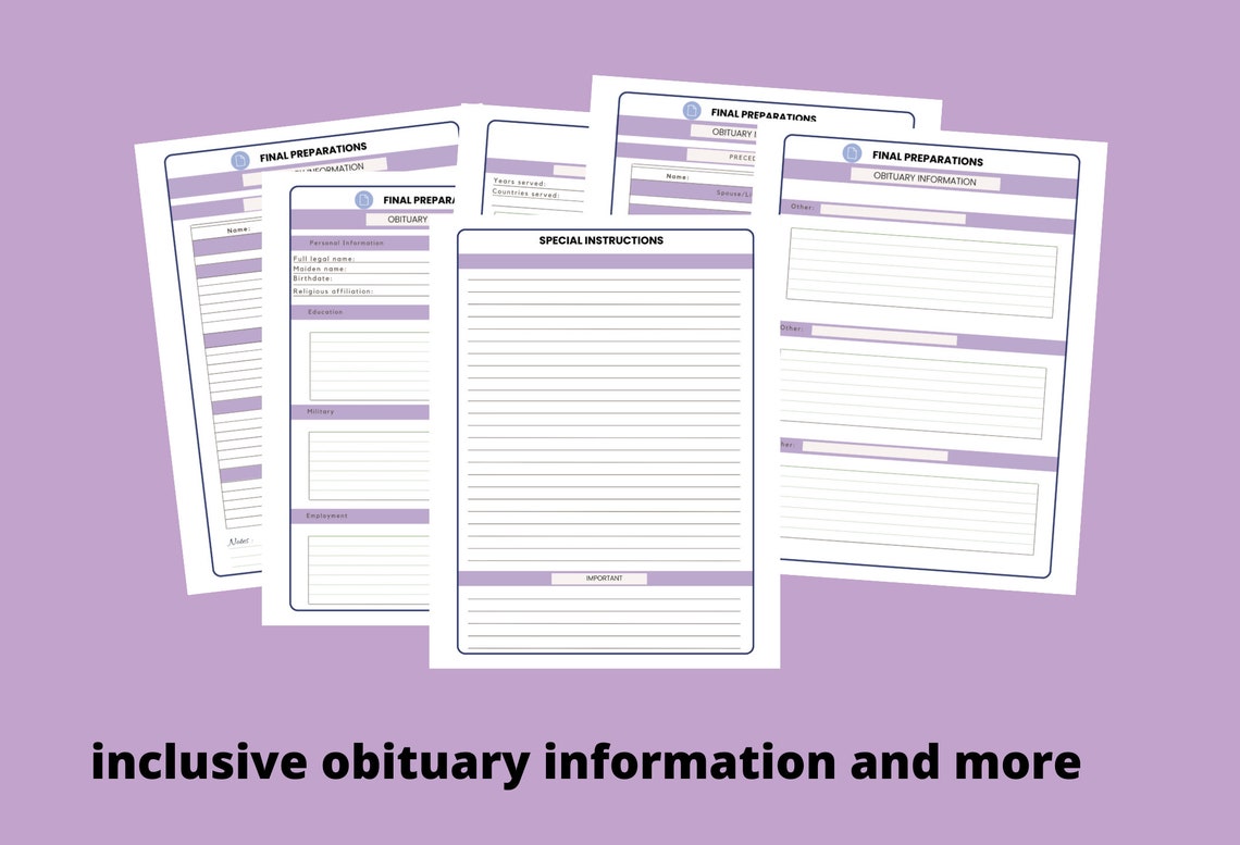 End of Life Planner Final Wishes Planner Printable Legacy - Etsy