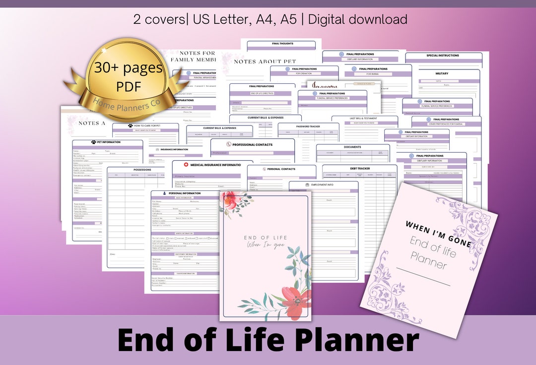 End of Life Planner, Final Wishes Planner, Printable Legacy Planner ...