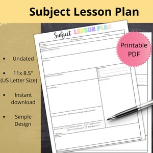 Teacher Lesson Plan Template, Subject Lesson Plan for Teachers, Daily ...