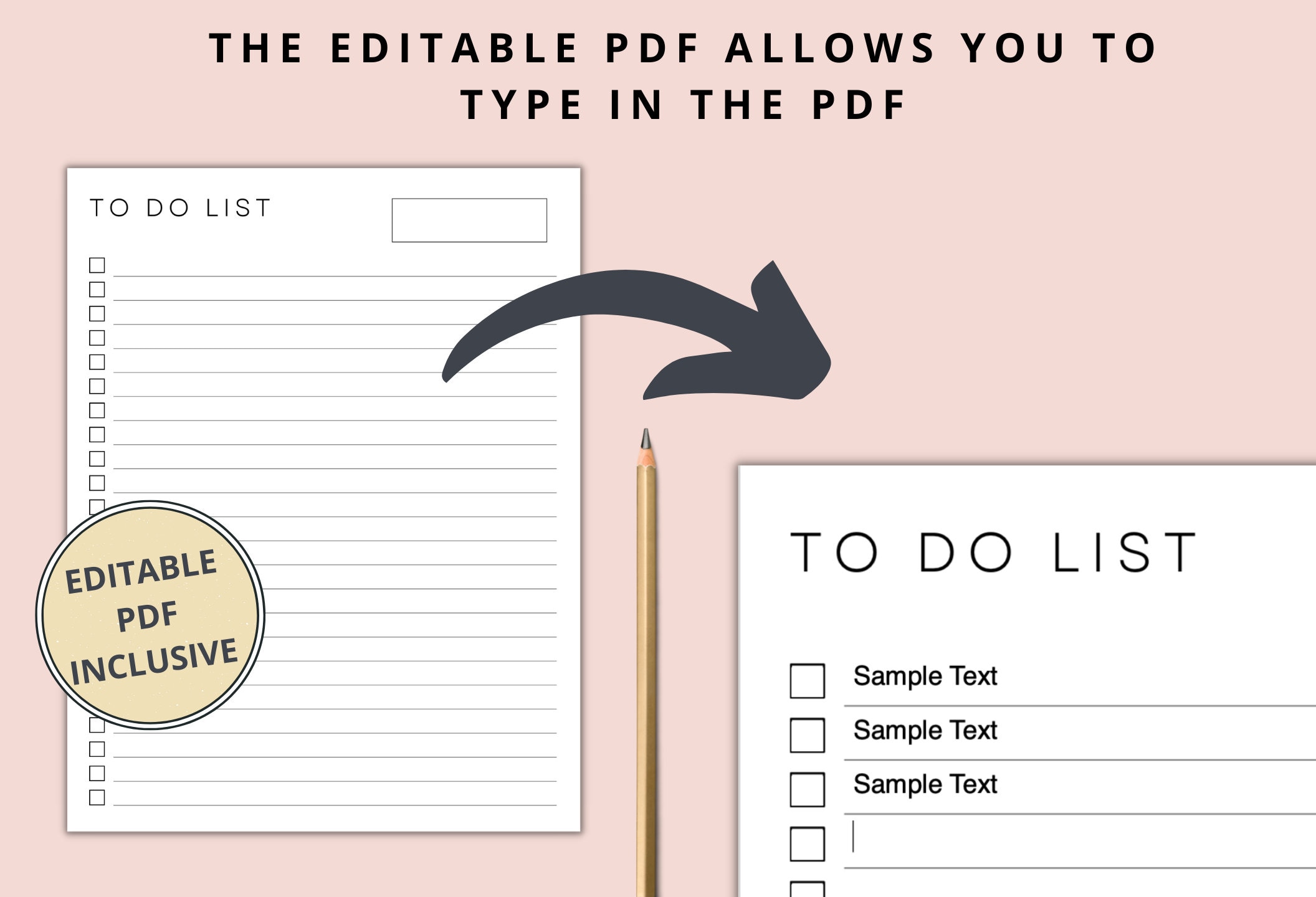 Fillable to Do List Set of Two Minimal to Do Template Set - Etsy