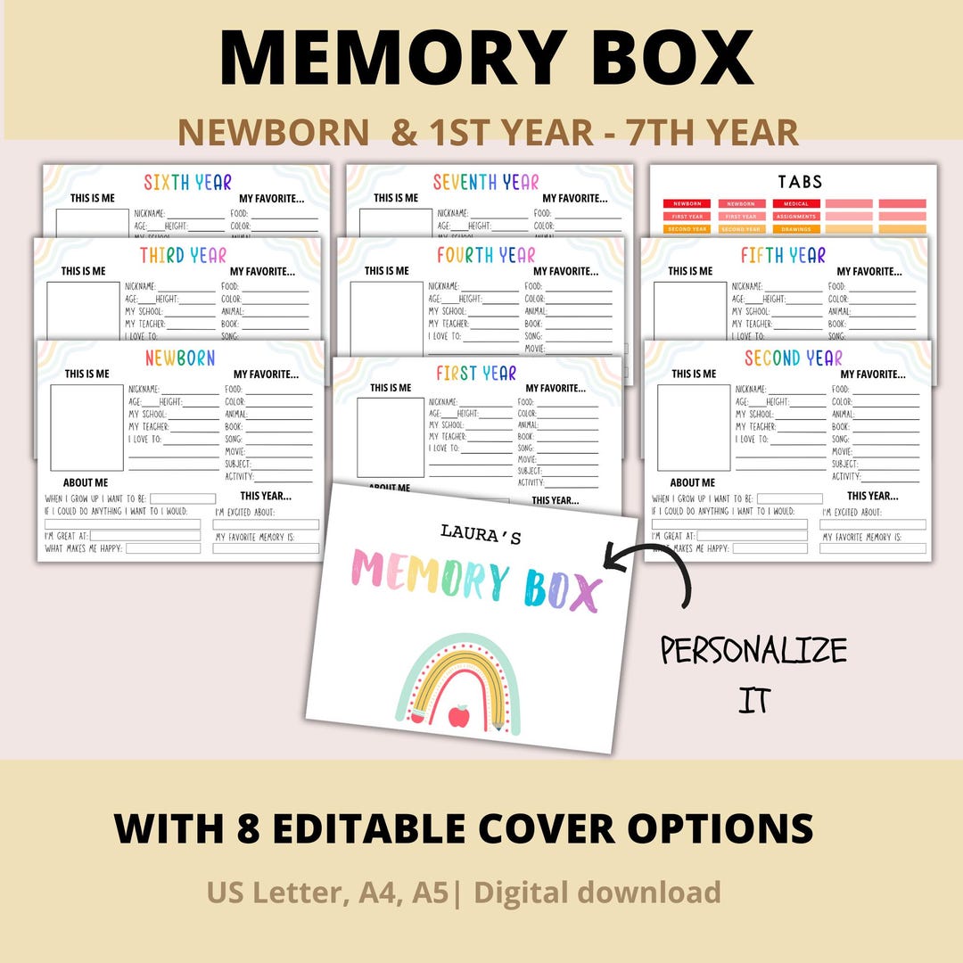 Kids Memory Box First Year to Seventh Year, Toddler Memory Box ...