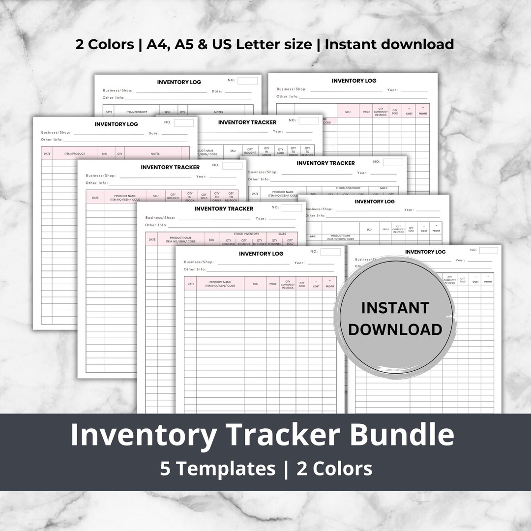 Inventory Tracker Pages Bundle, Printable Inventory Template, Inventory ...