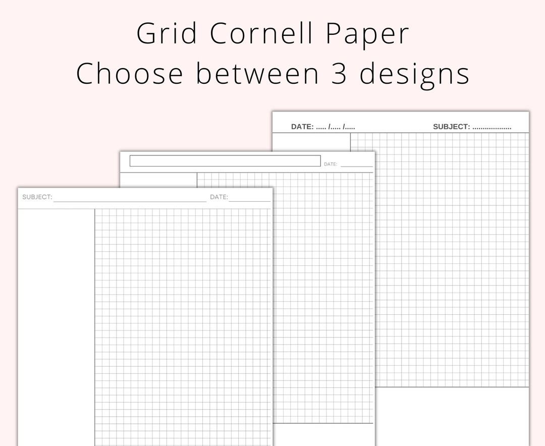 Grid Cornell Paper Notes Method Pages| Cornell Notes | Printable Paper ...