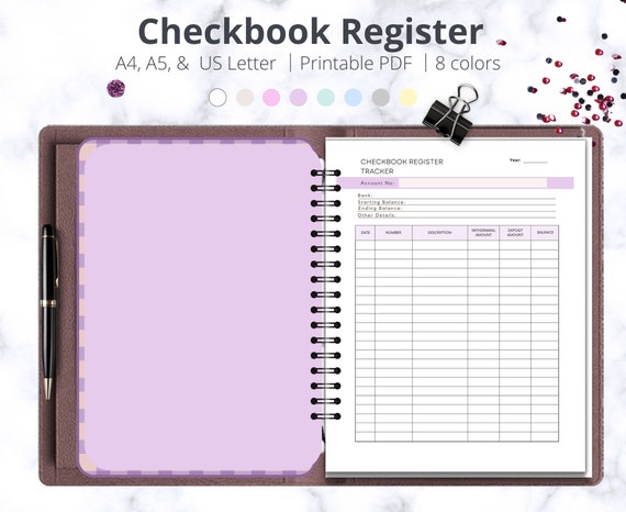 Checkbook Register Printable Check Register Checkbook - Etsy