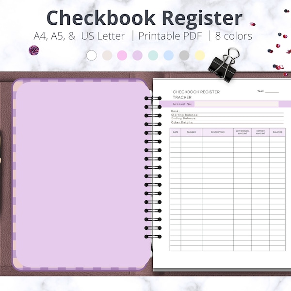 Printable Checkbook Register - Etsy