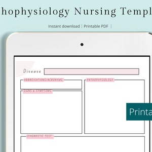 Printable Patho Nursing Notes Disease Template Pathophysiology Study ...