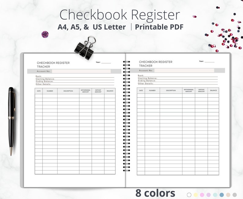 Checkbook Register Printable Check Register Checkbook - Etsy