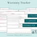 EDITABLE Warranty Tracker, Printable Warranty Log, Warranty Sheet ...