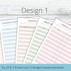 Household Inventory Tracker Pages, Household List,toiletry Inventory ...