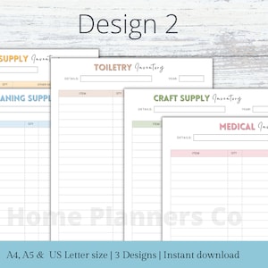 Household Inventory Tracker Pages, Household List,toiletry Inventory ...