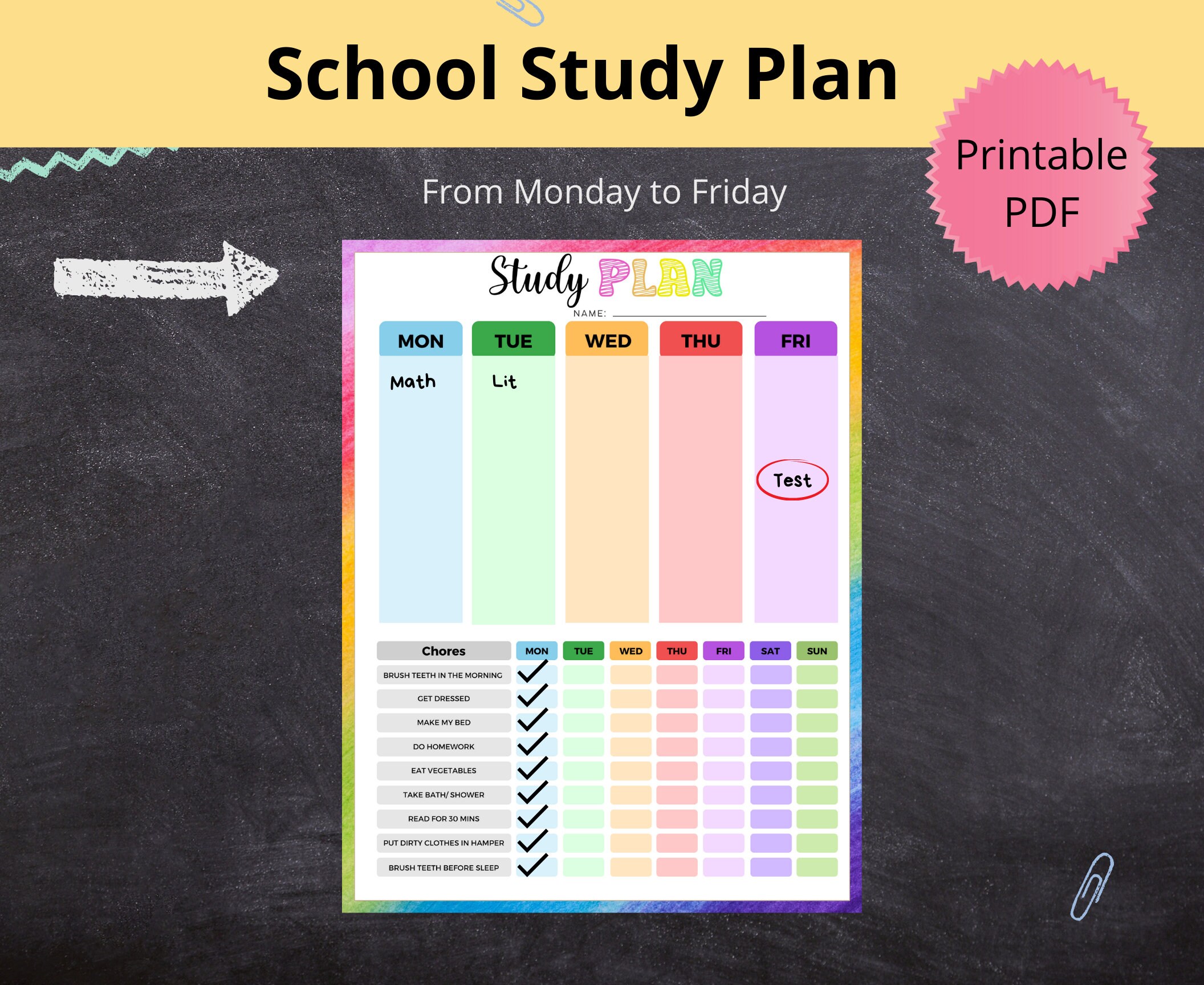 School Study Plan simple Weekly Lesson Plan - Etsy