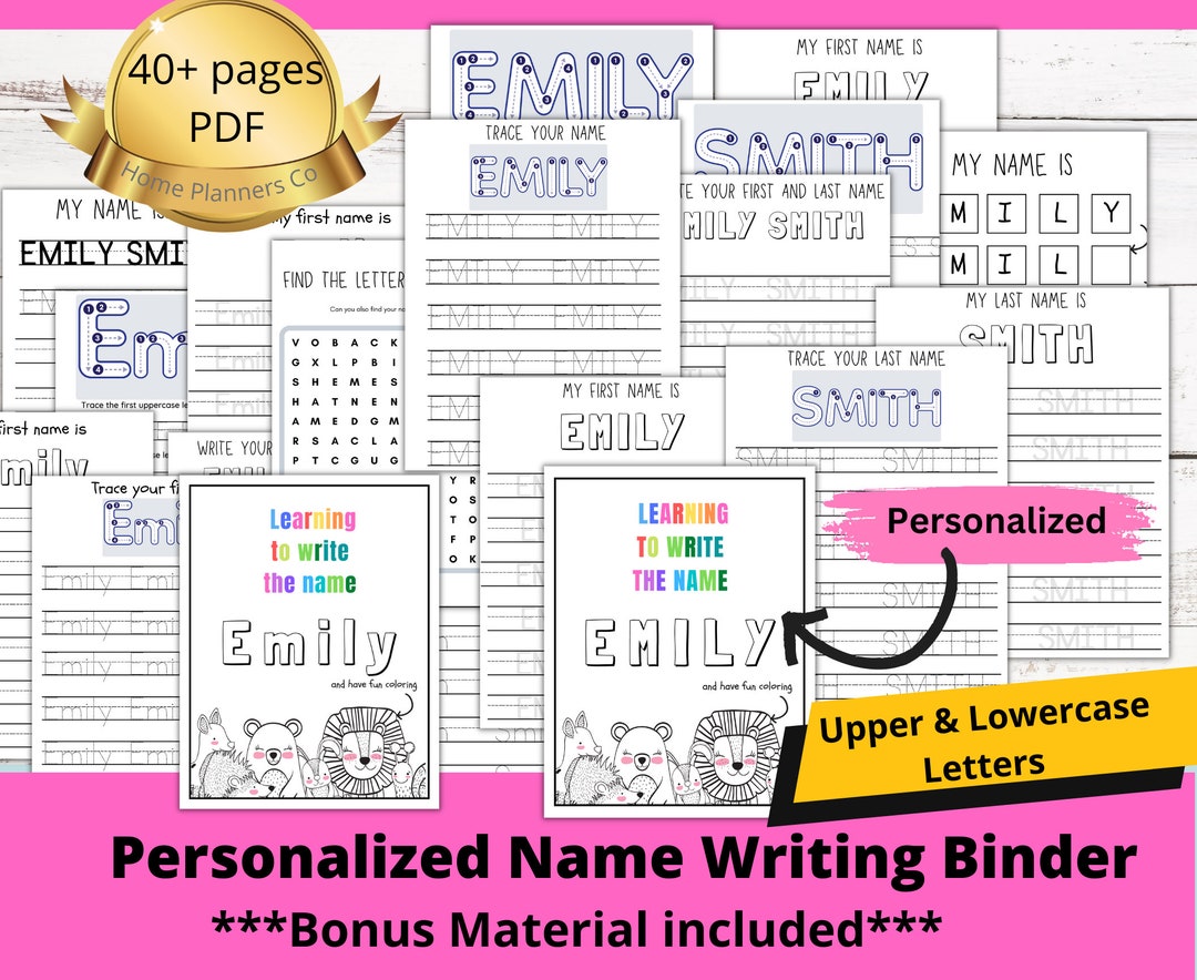 Custom Name Handwriting Practice Binder | Personalized Name Handwriting ...