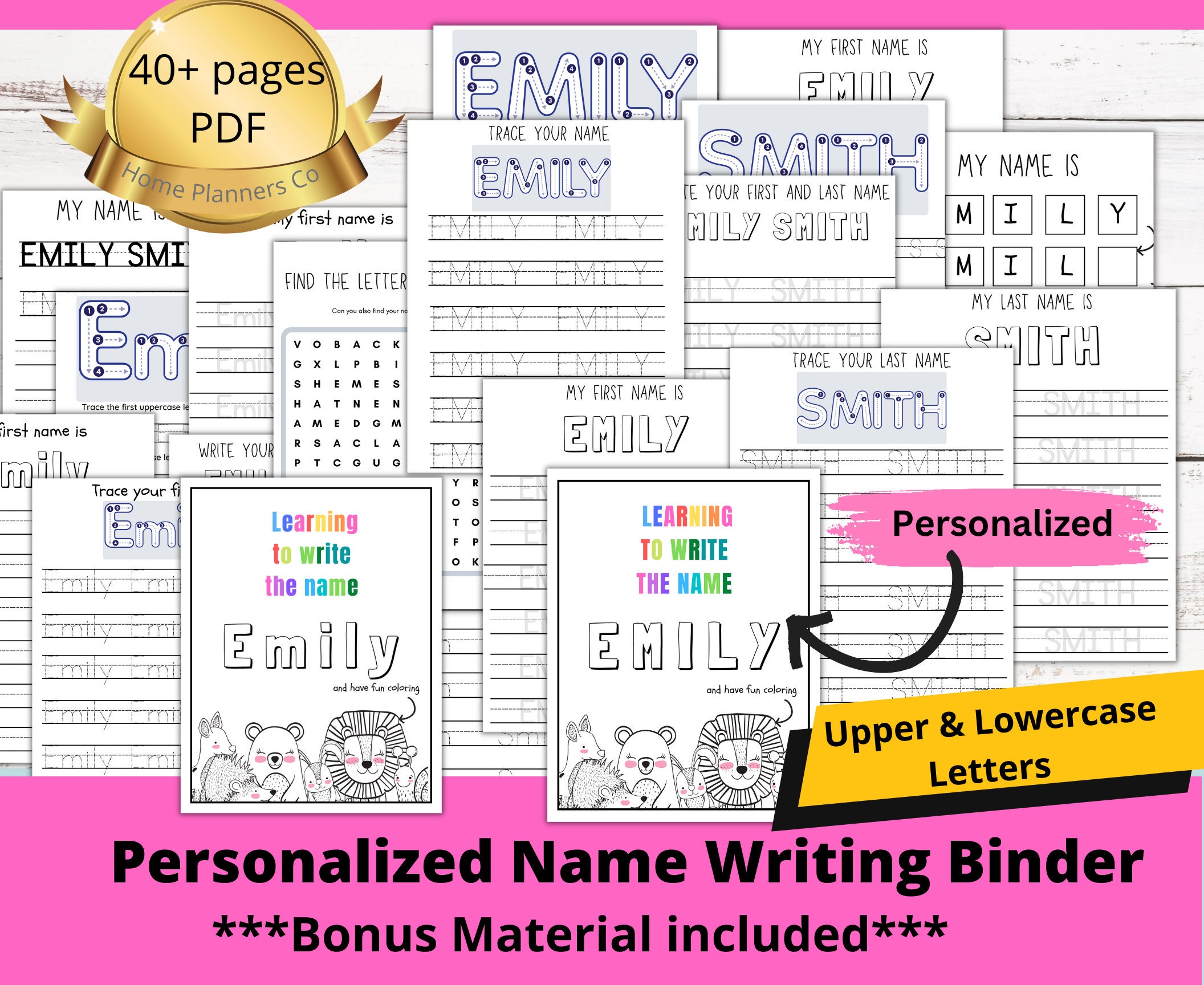 Custom Name Handwriting Practice Binder Personalized Name - Etsy