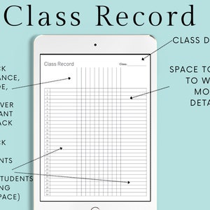 Class Record | Printable Class Attendance | Teacher Checklist Template ...