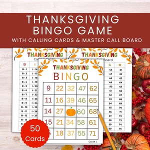 50 Thanksgiving Bingo Cards, Printable Bingo Game, Autumn Bingo, Fall ...