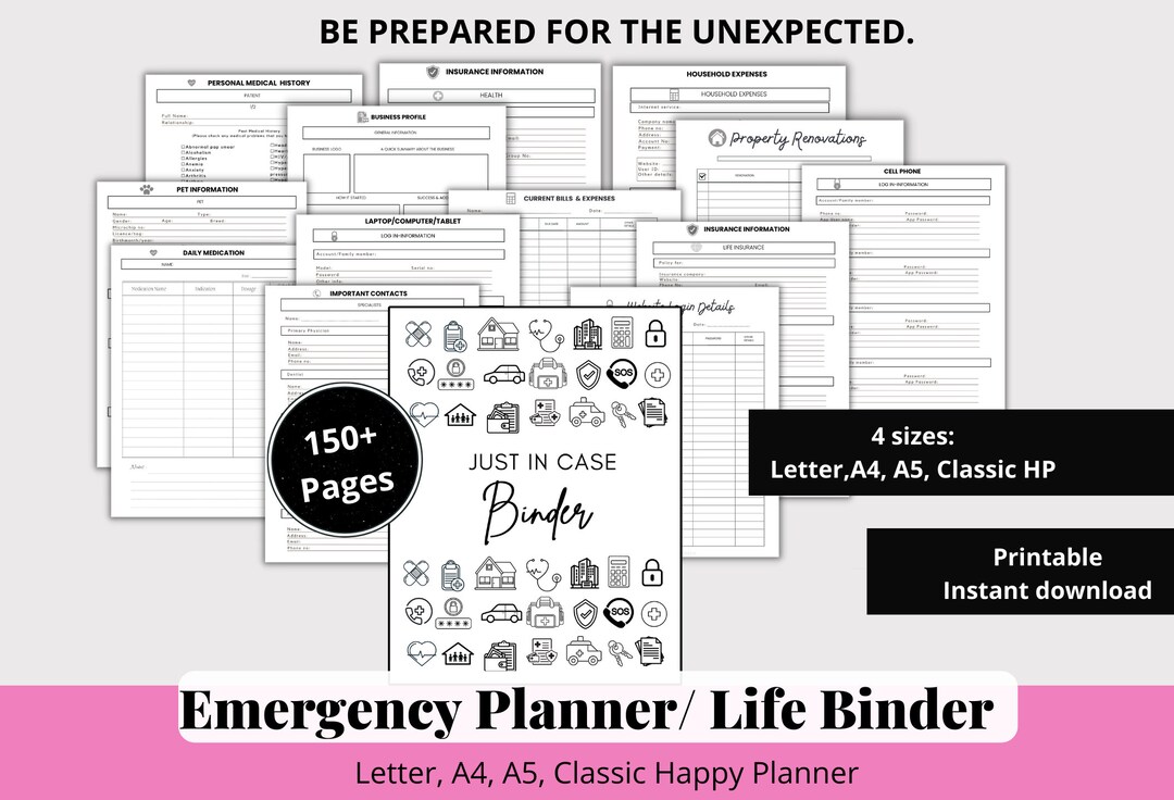 Emergency Planner Printable Life Planner End of Life Planner Digital ...