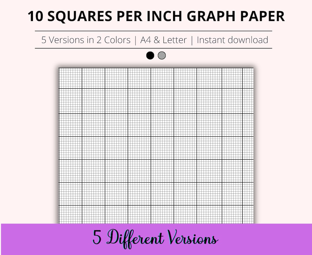 10 Squares per Inch Graph Paper Bundle, Printable Cross Stitch Paper ...