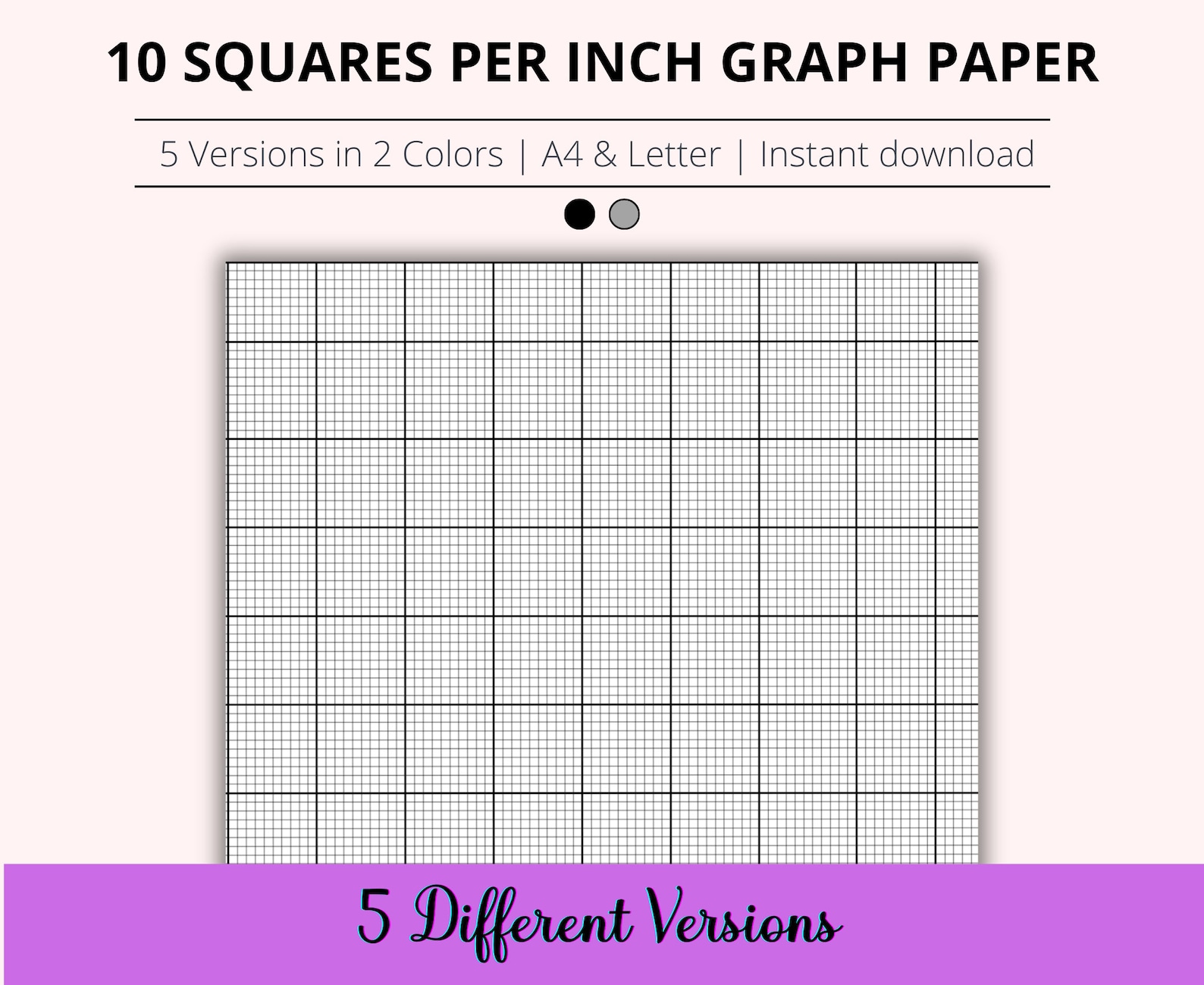 10 Squares per Inch Graph Paper Bundle, Printable Cross Stitch Paper ...