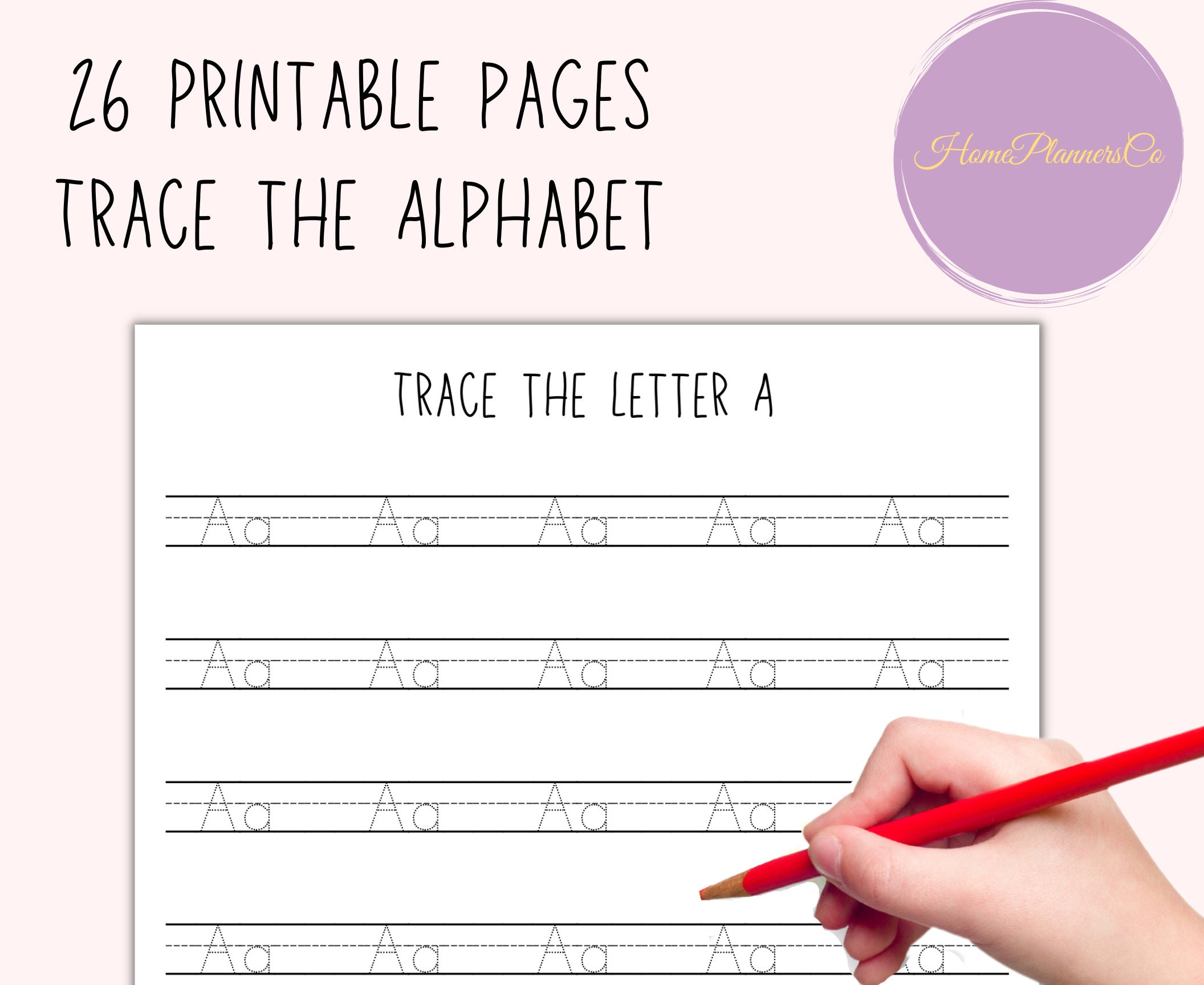 26 Printable Trace the Alphabet Pages | 26 Handwriting Practice Sheet ...