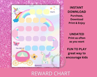 Unicorn Reward Chart Instant Download Sticker Chart Toddler Chore Chart ...