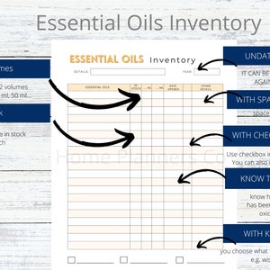 Blank Essential Oils Inventory List, Blank Inventory Log, Oil Inventory ...