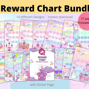 Unicorn Reward Chart Bundle, Sticker Chart, Toddler Chore Chart ...