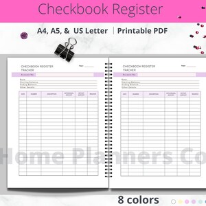 Checkbook Register Printable Check Register Checkbook Planner Checkbook ...