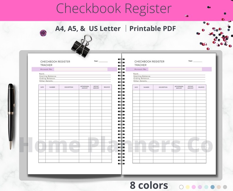 Checkbook Register Printable Check Register Checkbook - Etsy