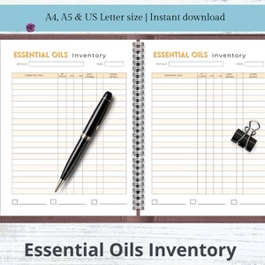 Blank Essential Oils Inventory List, Blank Inventory Log, Oil Inventory ...