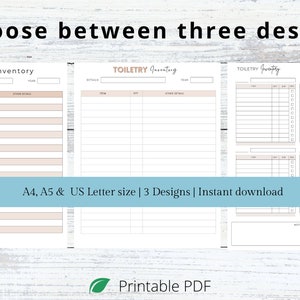 Household Inventory Tracker Pages, Household List,toiletry Inventory ...