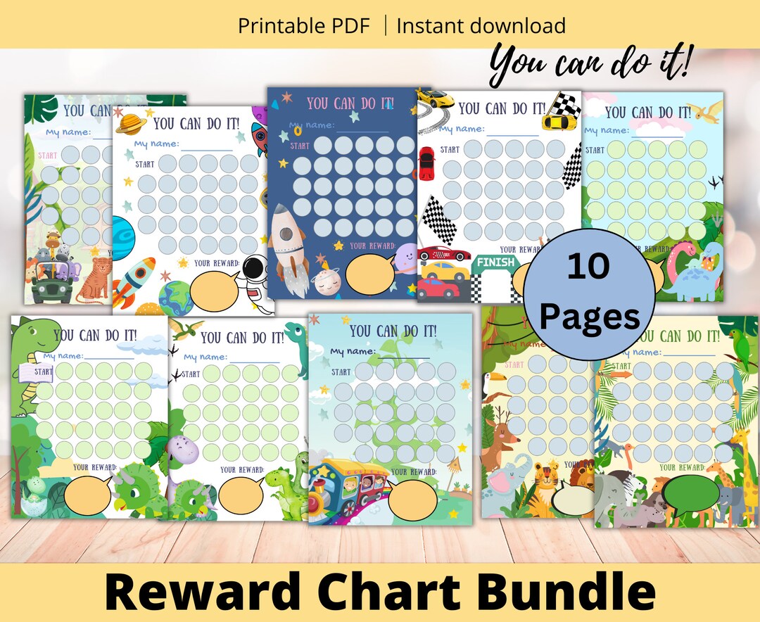 Reward Chart Bundle Dinosaur Reward Chart, Sticker Chart, Potty ...