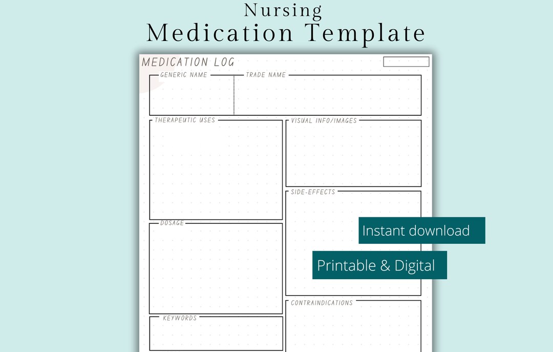 Nursing Student Pharmacology Study Template, Drug Card Template ...