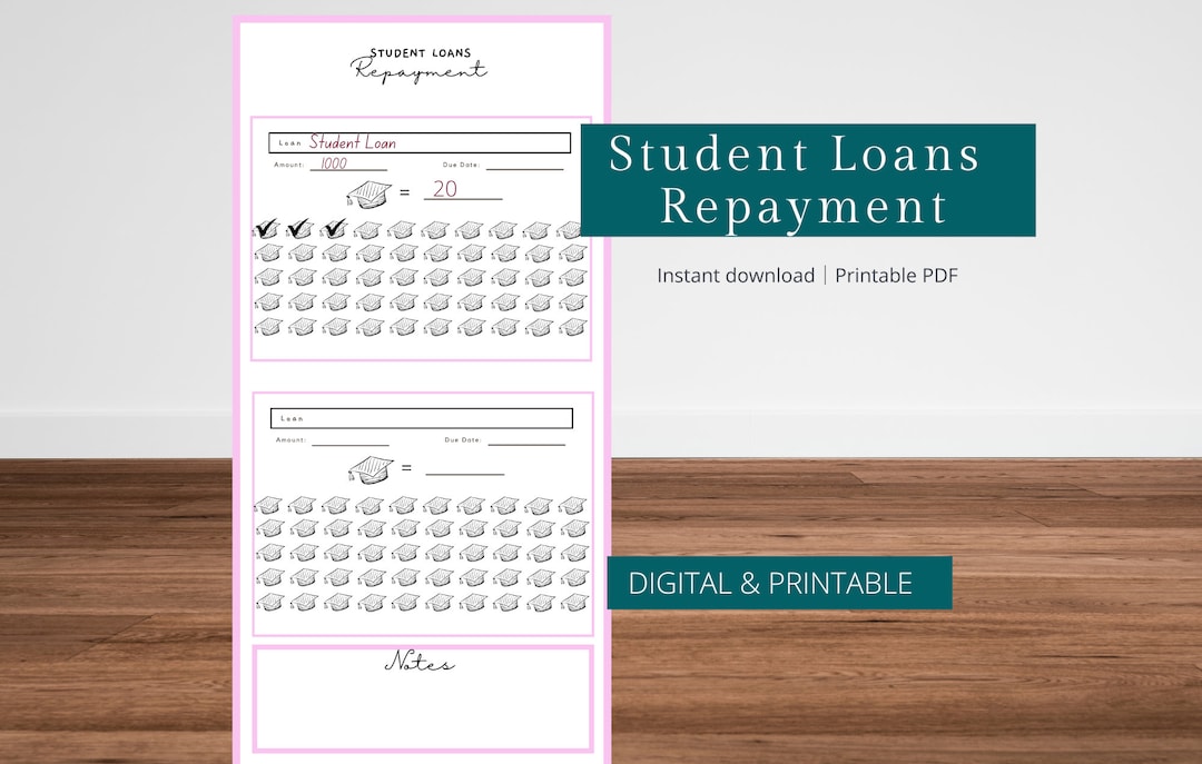 Student Loans Repayment, Printable Student Loan & Debt Payment Tracker ...