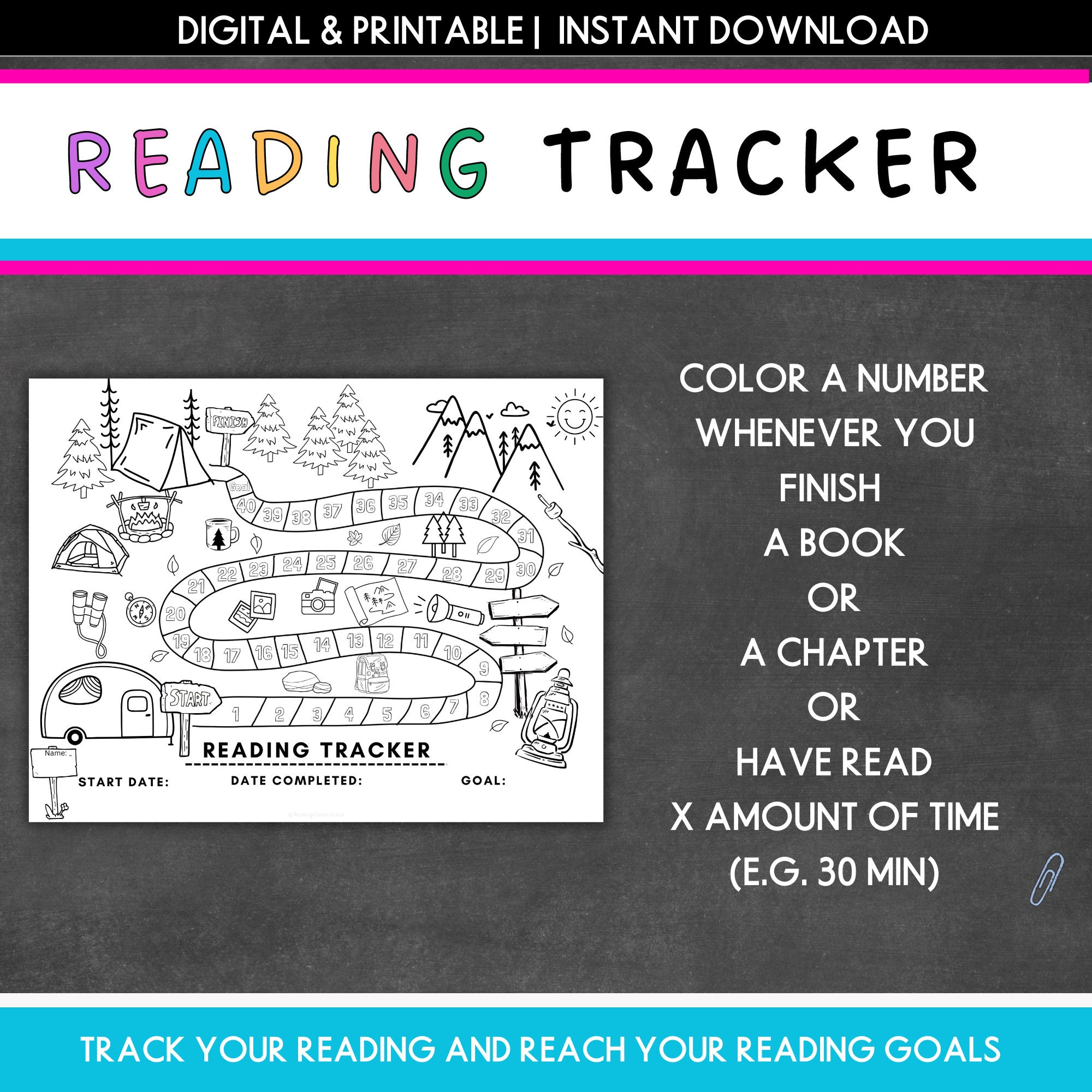 Reading Tracker With Reading Log Printable Reading Planner, Book ...