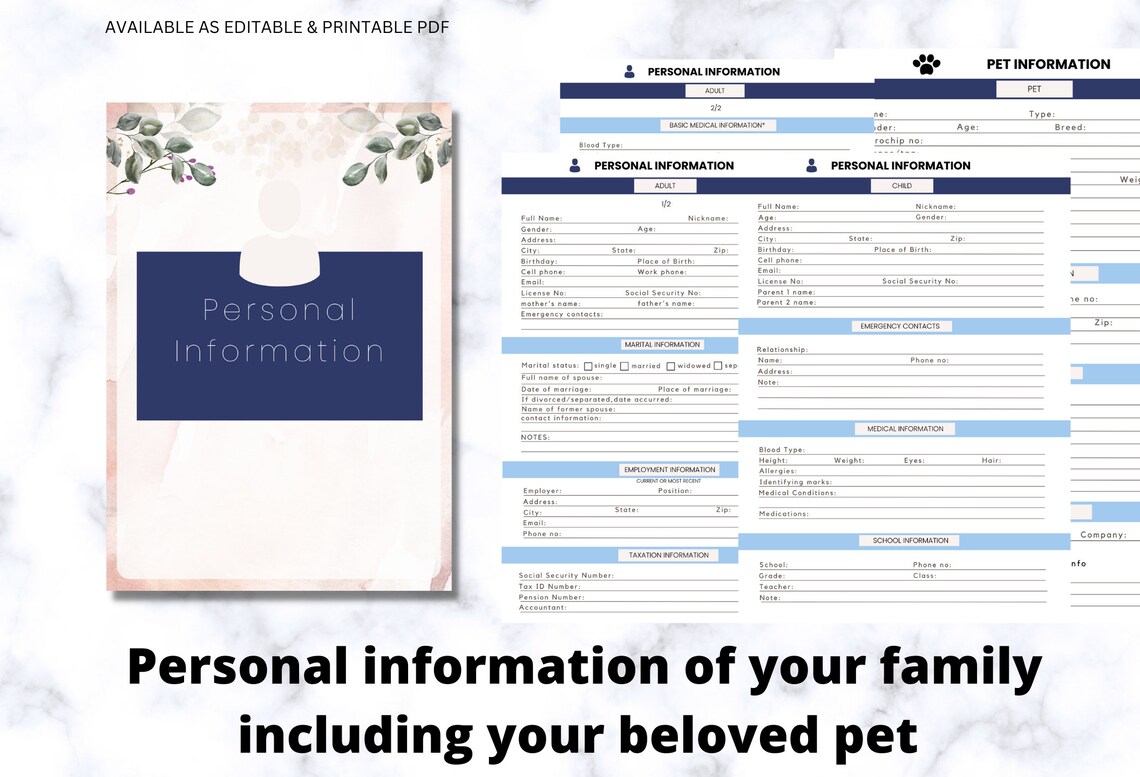 EDITABLE Emergency Binder Plus Family Binder Life Planner - Etsy