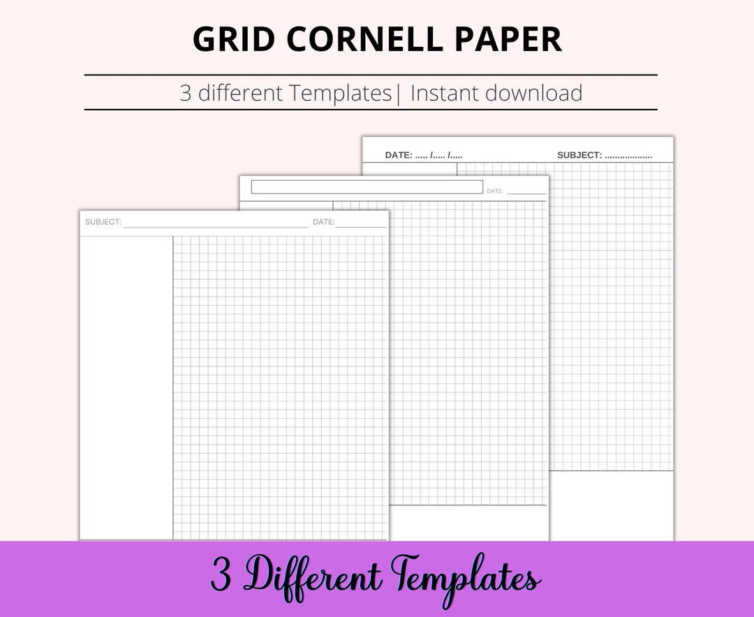 Grid Cornell Paper Notes Method Pages| Cornell Notes | Printable Paper ...