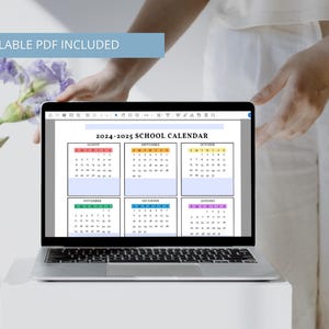School Calendar 2024- 2025 Editable Fillable Printable School Planner ...