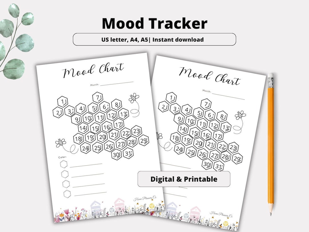 Monthly Mood Tracker Printable: Mood Journal, Daily Habit & Emotion ...
