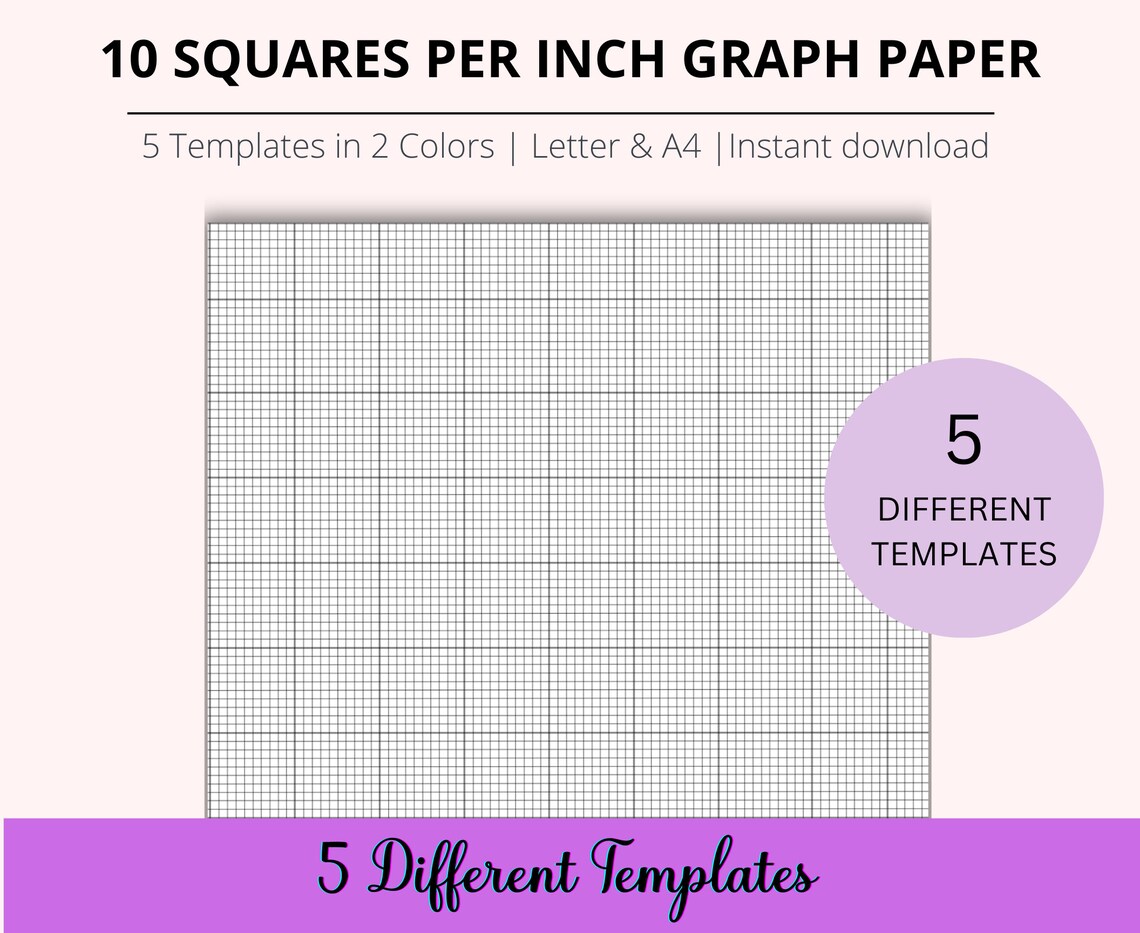 10 Squares per Inch Graph Paper Bundle, Printable Cross Stitch Paper ...