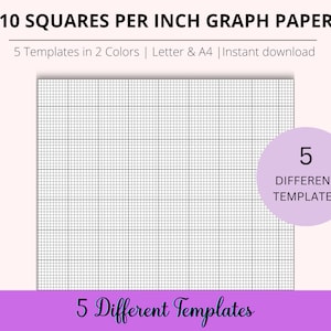 10 Squares per Inch Graph Paper Bundle, Printable Cross Stitch Paper ...