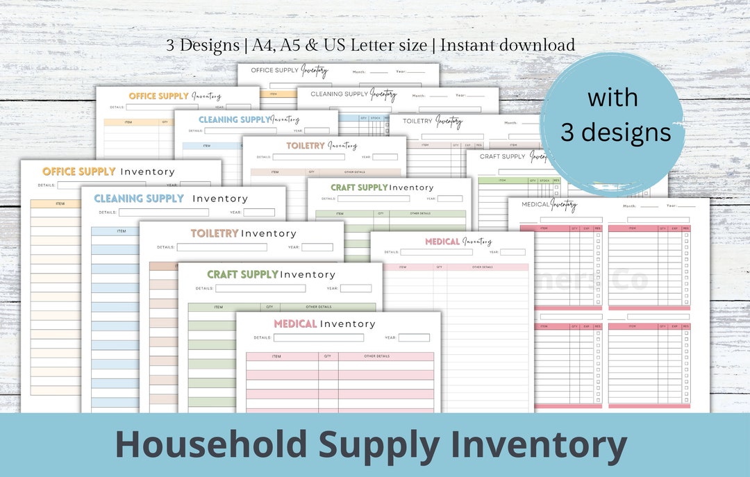 Household Inventory Tracker Pages Household Listtoiletry - Etsy