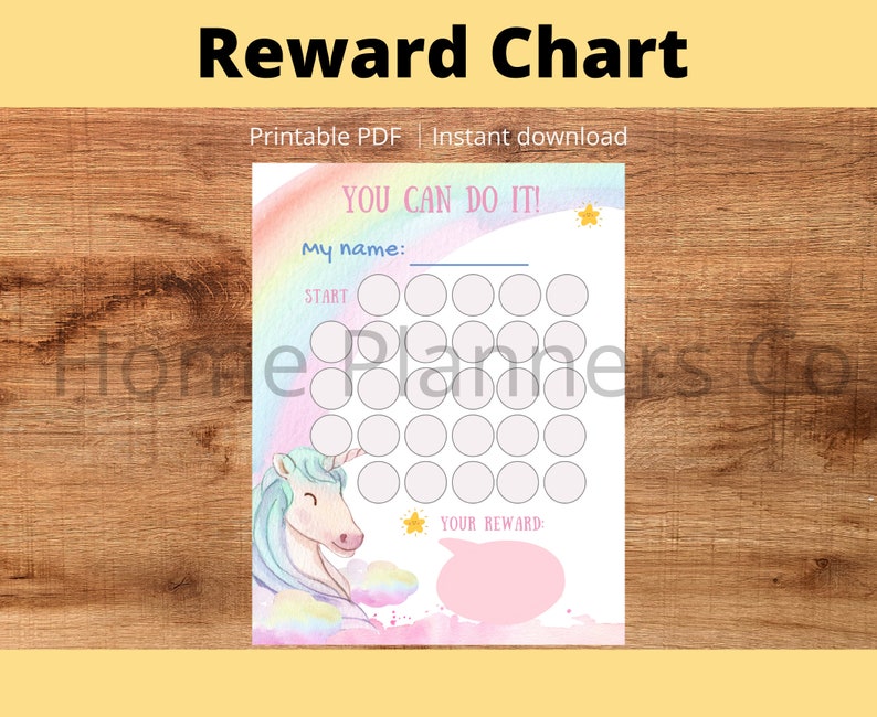 Unicorn Reward Chart for Girls Printable Kids Training Chart - Etsy