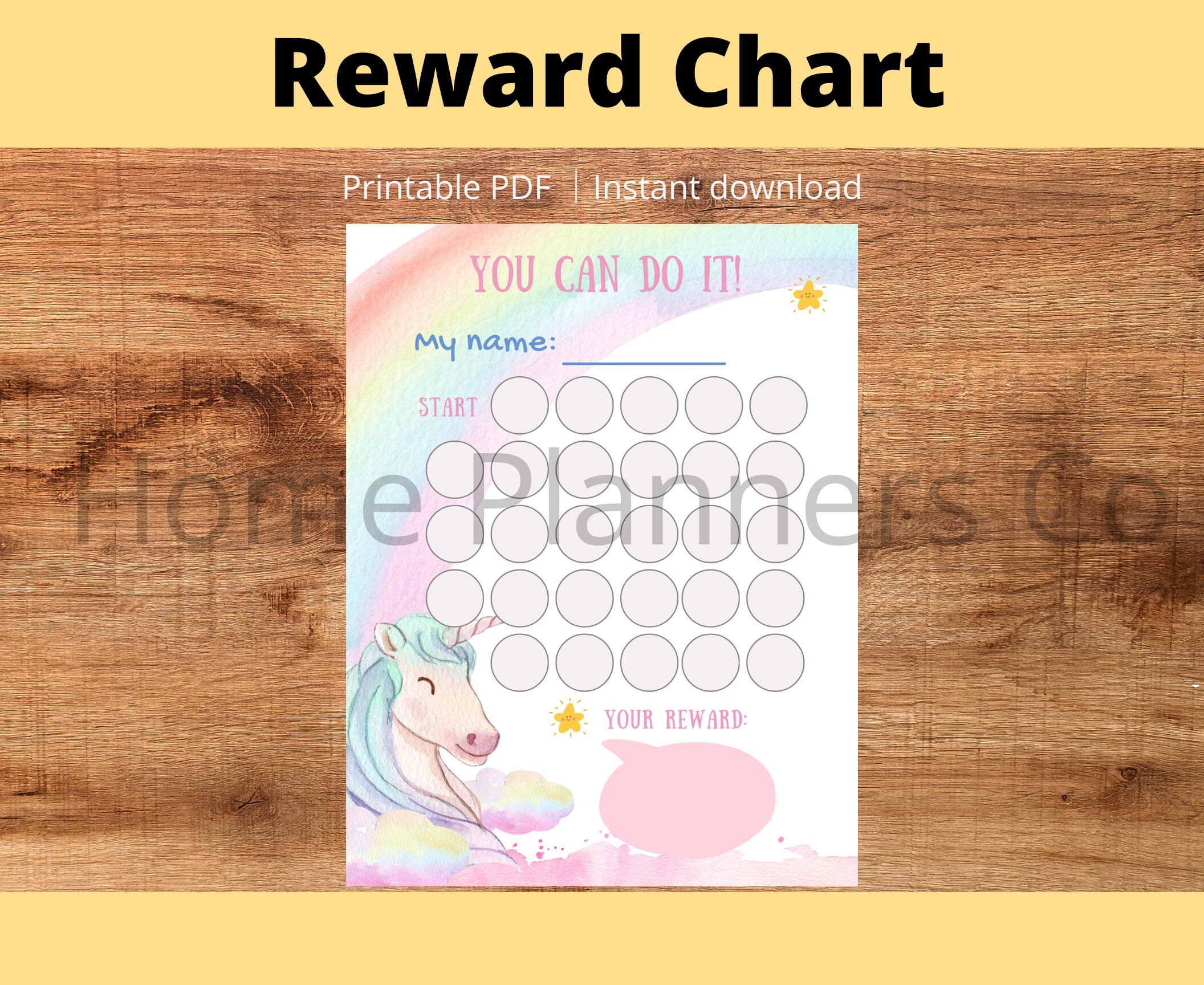 Printable Kids Training Chart Rainbow Unicorn Reward Chart for - Etsy ...