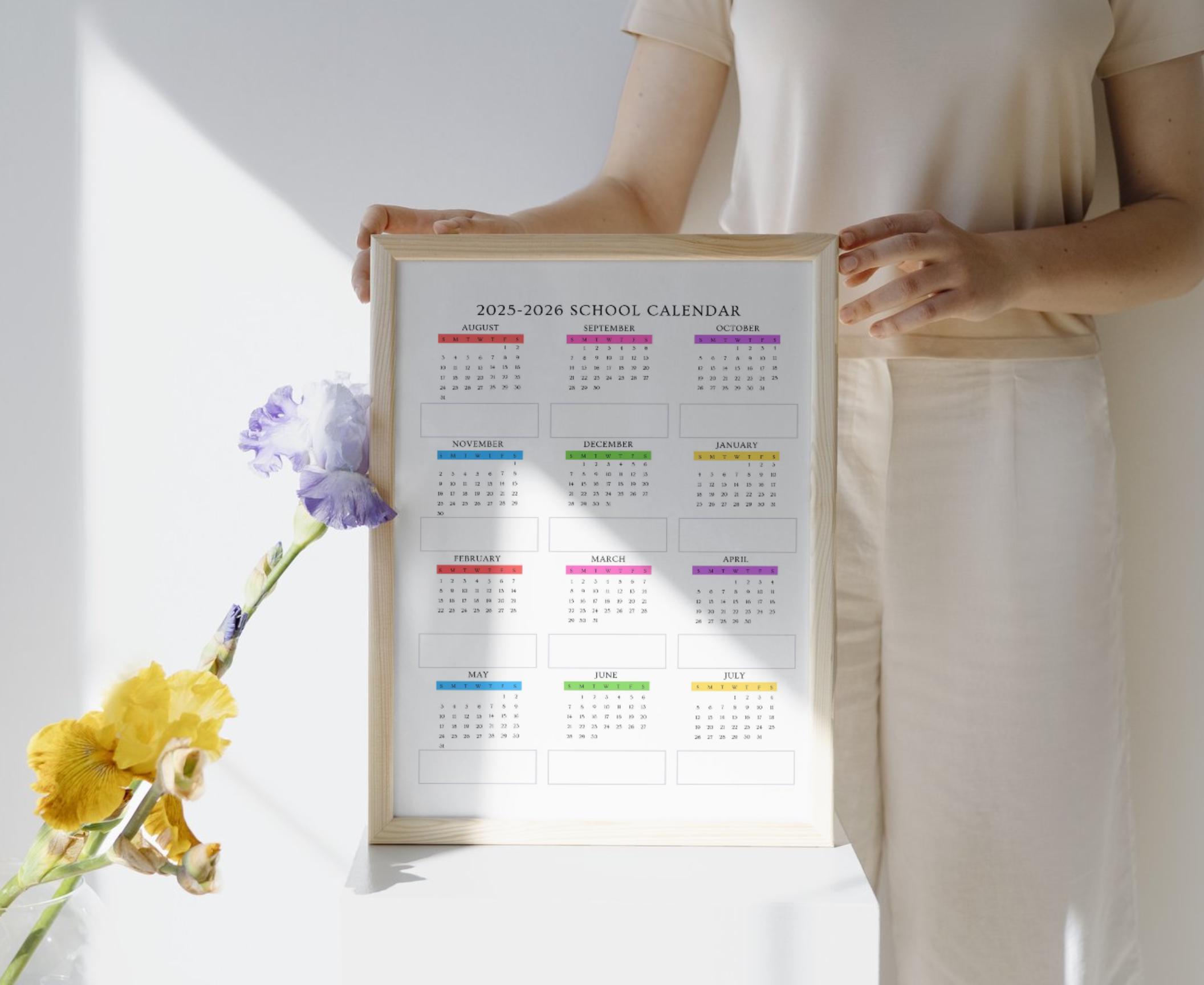 2025-2026 Editable School Calendar Template for School, Classroom ...