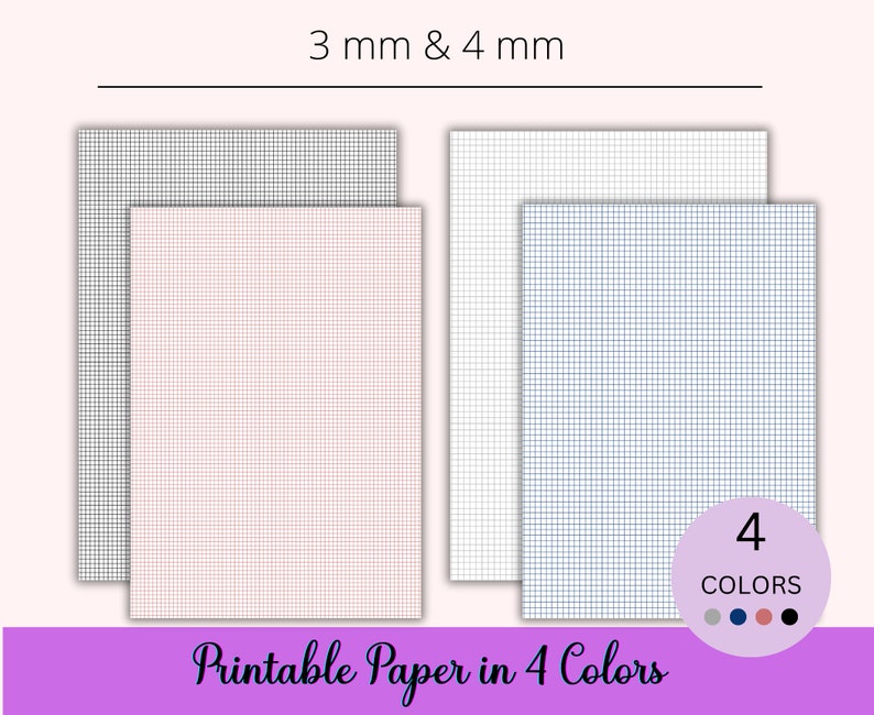 Graph Paper Bundle 4 Colors Blue Red Black Gray Printable Graph Grid ...
