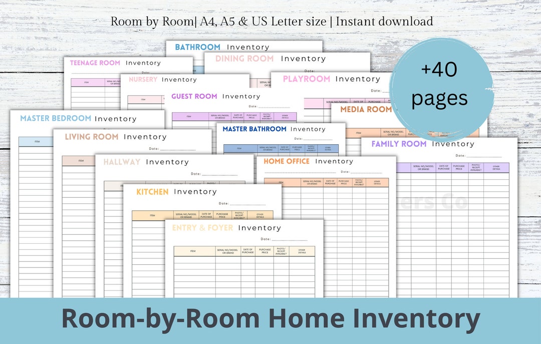 Home Inventory Tracker Pagesroom-by-room Inventory House - Etsy