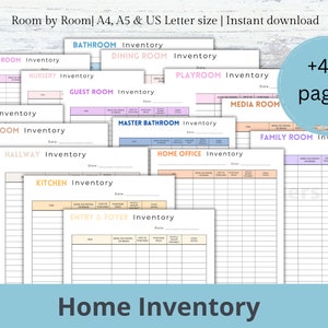 Home Inventory Tracker Pages,room-by-room Inventory, House Inventory ...