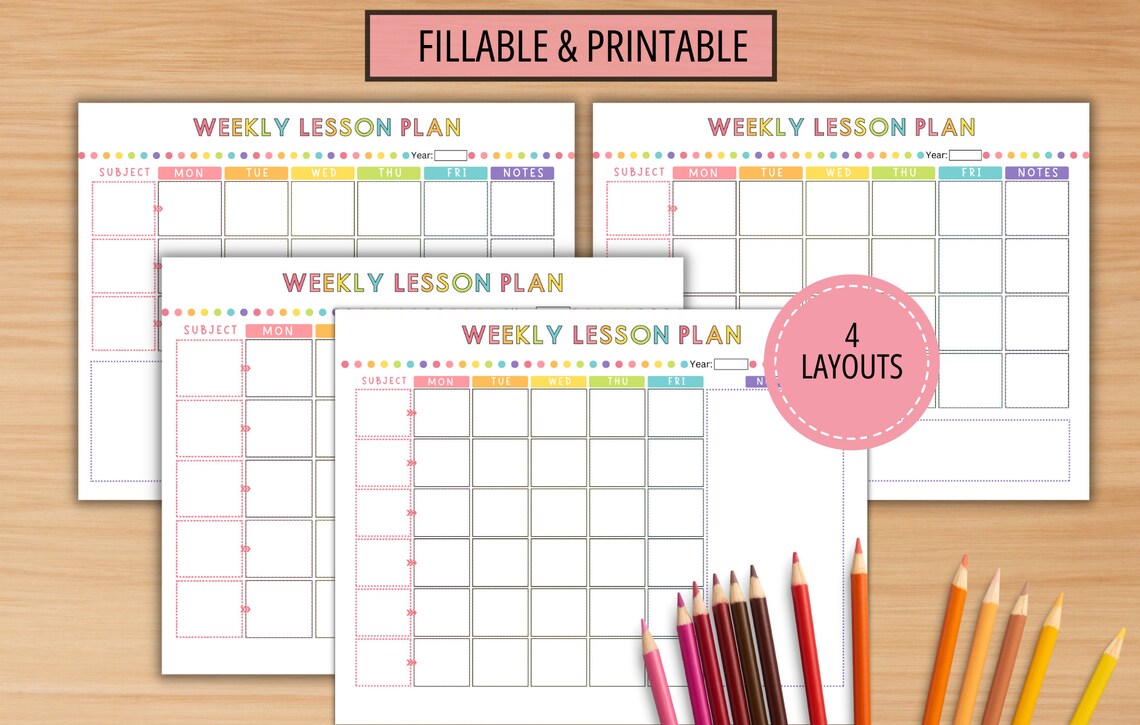 Weekly Lesson Plan Editable Fillable Lesson Plan Template ...
